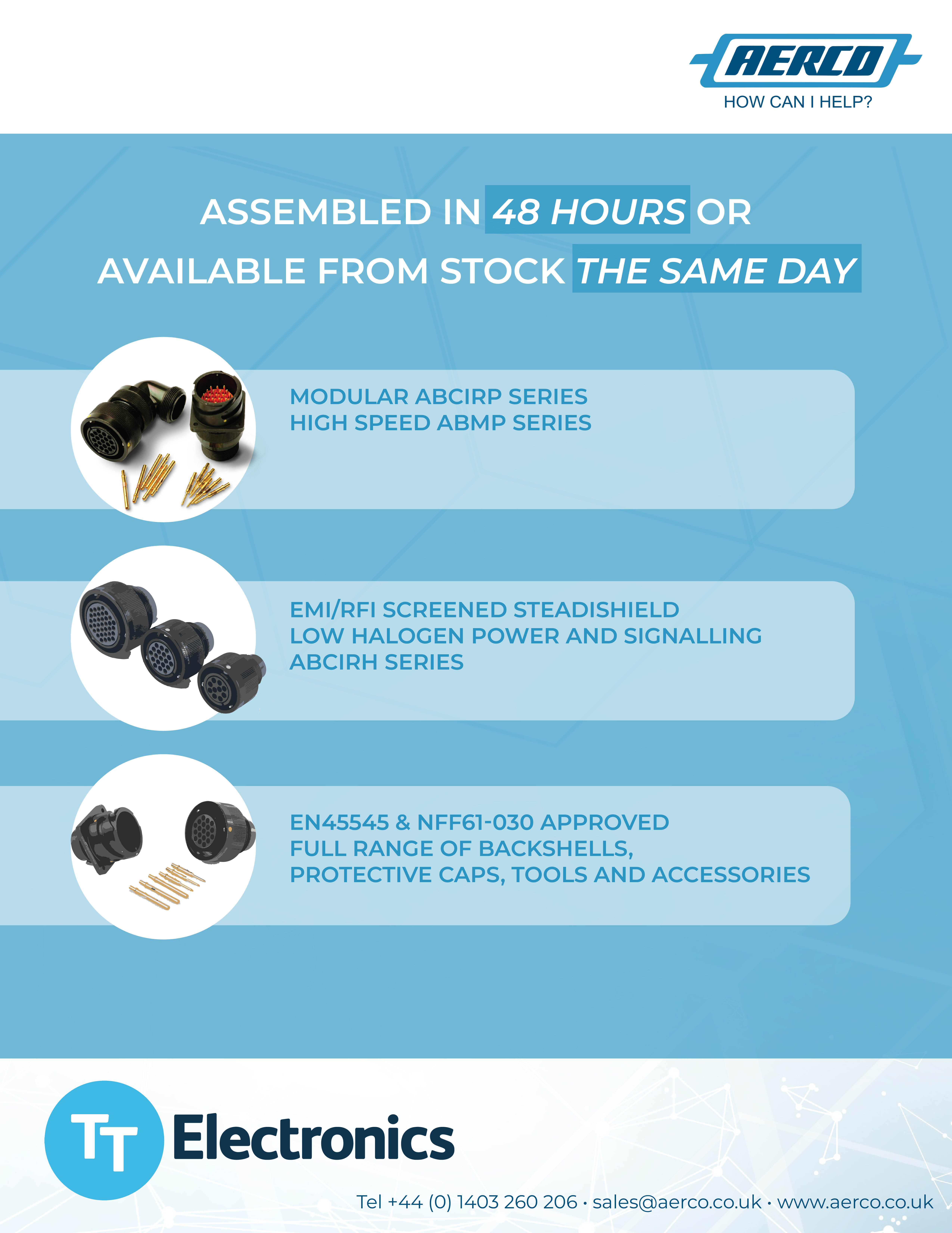 Aerco Can Assemble TT Electronics Connectors in 48 Hours | Aerco
